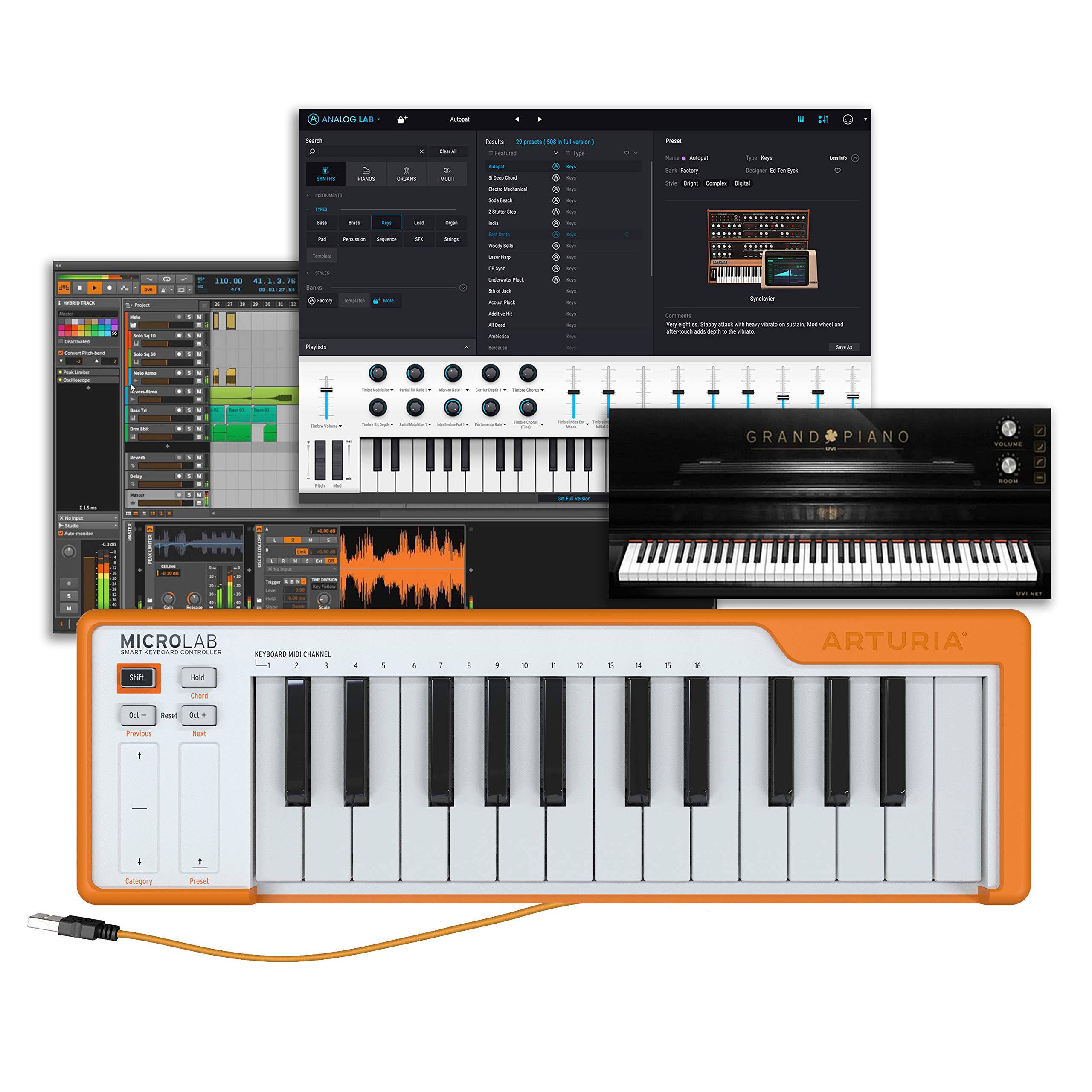 Arturia MicroLab 25 Key USB MIDI Keyboard Controller (Orange)