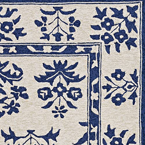 NEW HOME Calypso Shabby Chic Botanical Hand-Made Area Rug - Sand 2' x 3'