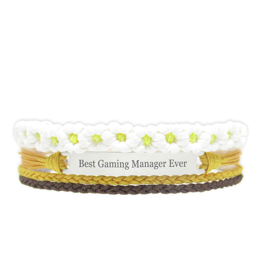 Miiras Job Handmade Bracelet for Women - Best Gaming Manager Ever - White FL-YL - Made of Braided Rope and Stainless Steel - Gift for Gaming Manager
