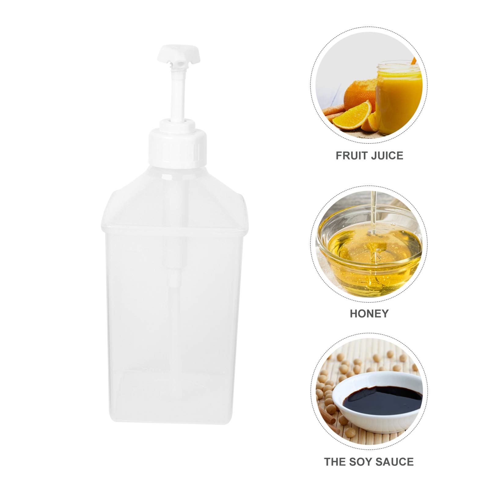 Cabilock 3PCS Plastic Squeeze Condiment Bottles Mason Jar Syrup Honey Dispenser Pump Bottle for Juice Ketchup Cookie Sauces 1100ML (White)