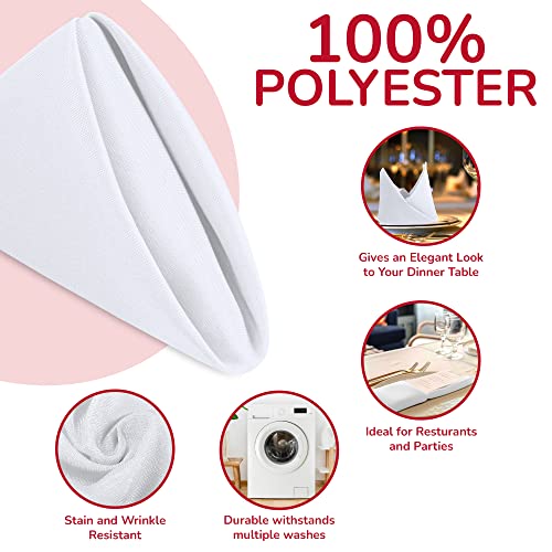 Leviharmony 12 Pack Cloth Napkins β White β 17 x 17 Inch β 100% Polyester Dinner Napkins β Table Napkins for Restaurant, Events and Weddings