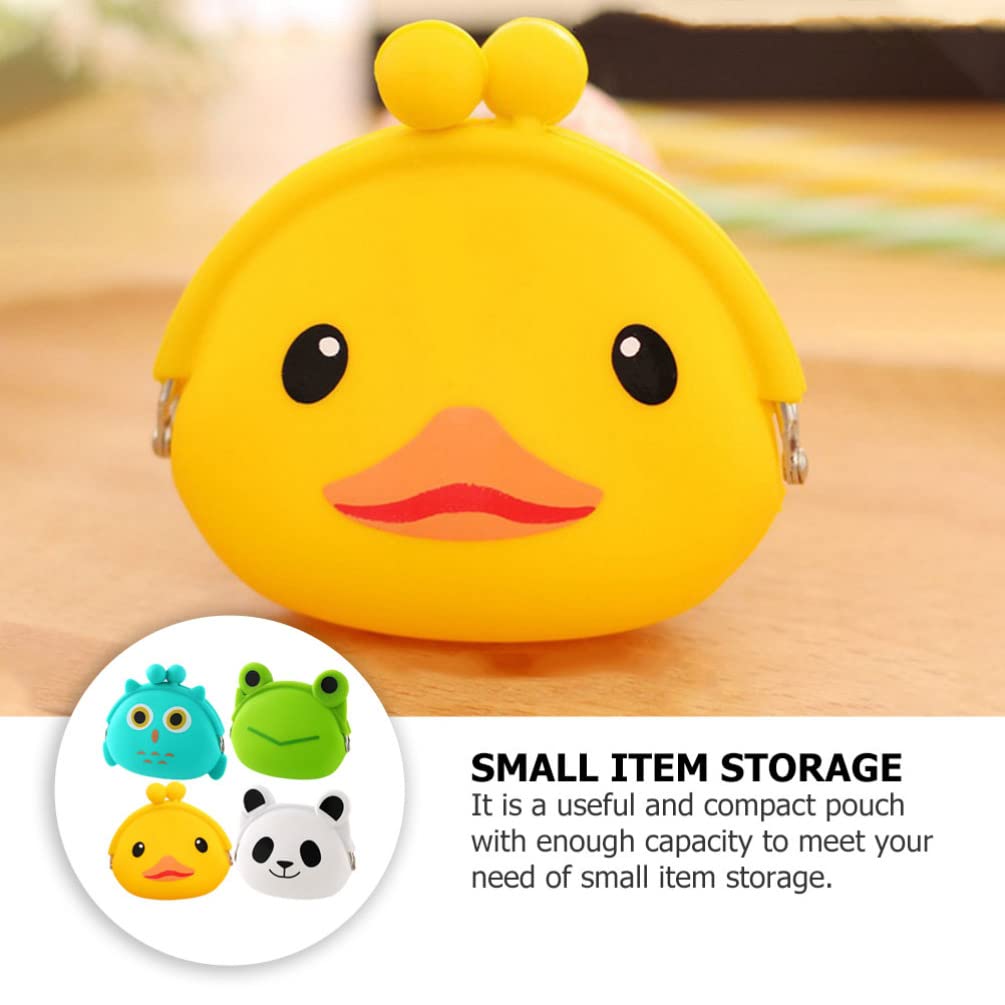 Mini Cute Silicone Coin Bag: Kids Cartoon Animal Change Pouch Small Silicone Purse for Children Toddlers Coin Change Earphone Container 4pcs Random Style