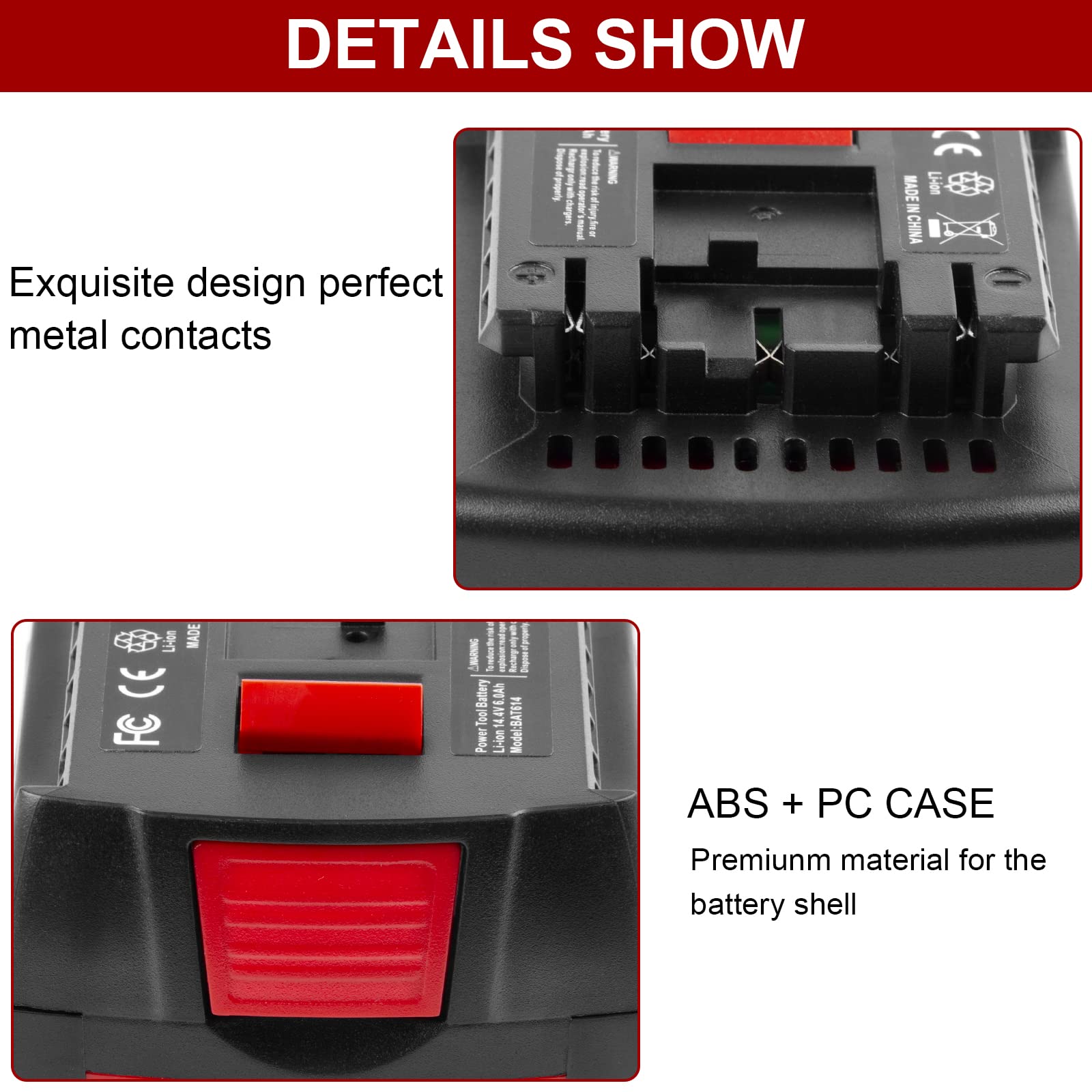 ARyee 6.0Ah Li-ion Battery Replacement for Bosch, 14.4V Compatible with Bosch Cordless Power Tool Li-ion Battery for BAT607 BAT607G BAT614 BAT614G