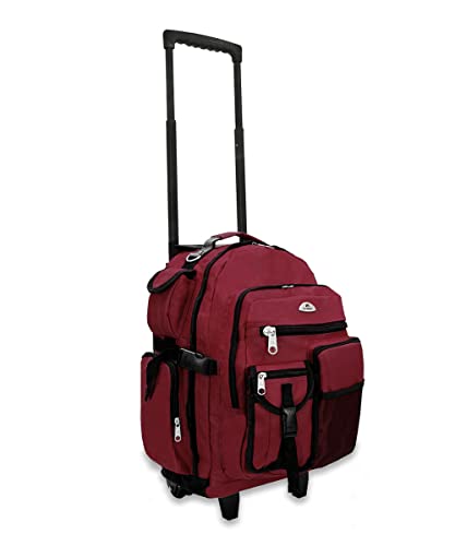 Everest Deluxe Wheeled Backpack, Burgundy, One Size,5045WH-BURG