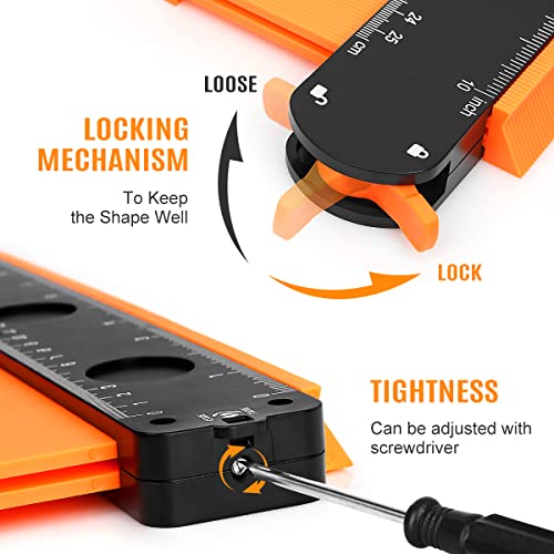 dodowin Contour Gauge Profile Tools, Gifts for Men Husband Dad Him, Outline Shape Duplicator Woodworking Tools for Flooring Tile Laying Carpet, Anniversary Birthday ldea, Home Gadget (10 Inch+5 Inch)