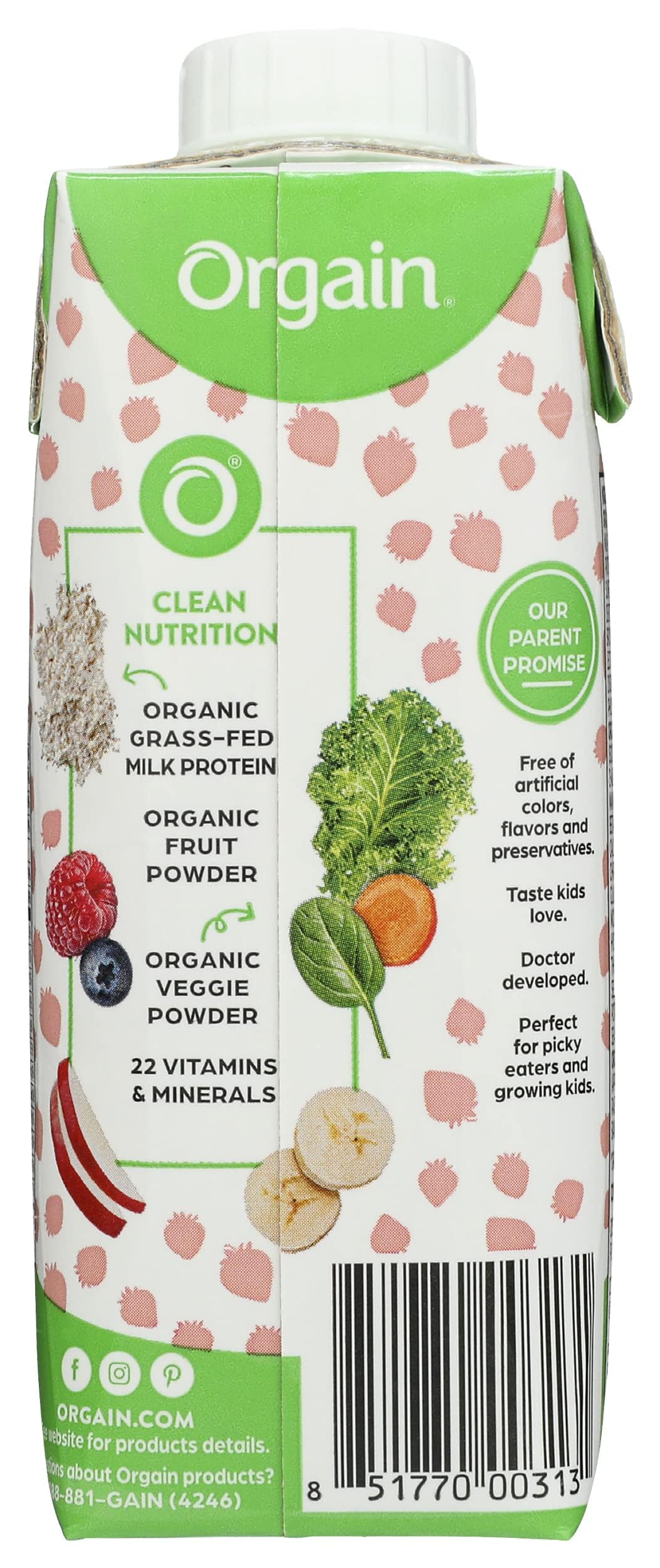Orgain Organic Healthy Kids Strawberry Nutritional Shake, 8.25 Fluid Ounce - 12 per case.