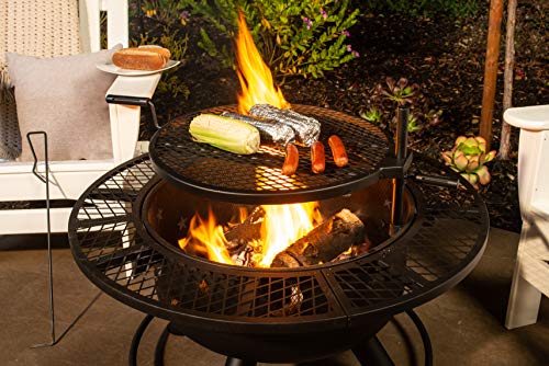 Bond Manufacturing 52124 Nightstar 32.7" Round Wood Burning Steel Fire Pit with Grill, Black