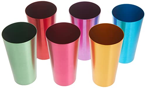 Retro Aluminum Tumblers - 6 cups -20oz - By Trademark Innovations (Assorted Colors)