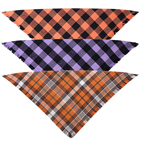 Halloween Thanksgiving Christmas Fall Dog Bandana Autumn Plaid Reversible Triangle Bibs Scarf Accessories for Dogs Pets