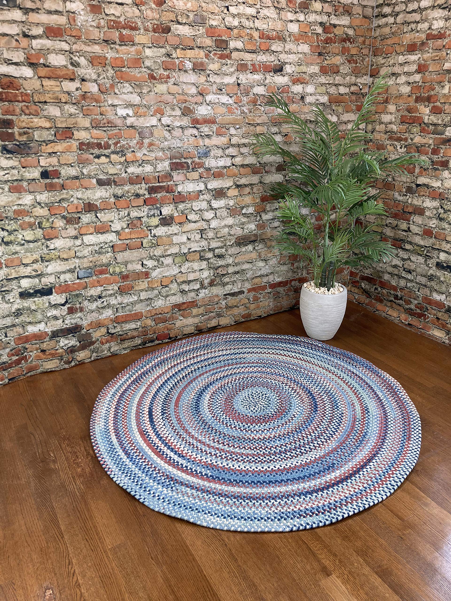 Capel American Heritage Barn Blue 0' 36" Round Braided Rug