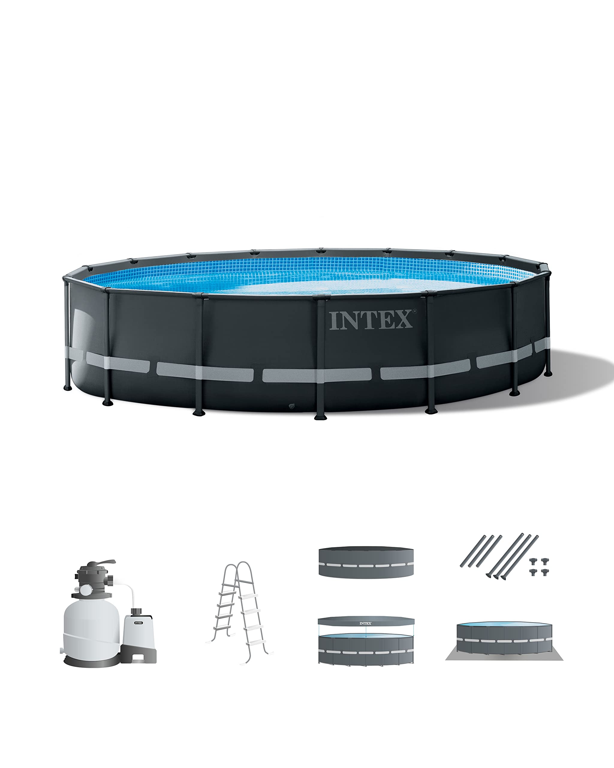 INTEX 26329EH Ultra XTR Deluxe Above Ground Swimming Pool Set: 18ft x 52in – Includes 2100 GPH Cartridge Sand Filter Pump – SuperTough Puncture Resistant – Rust Resistant – Easy to Assemble