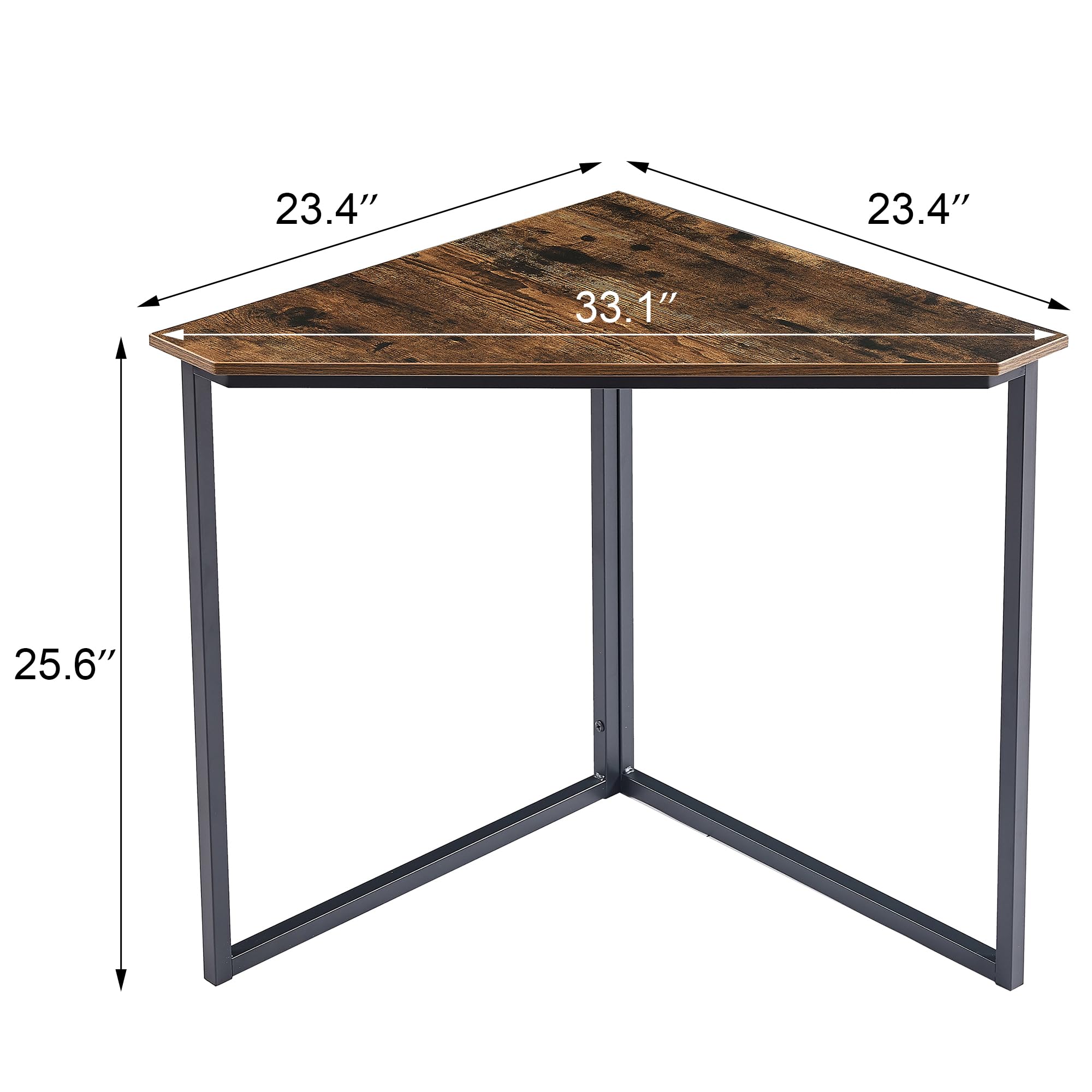VECELO Corner Shelf, End/Side Tables Triangle Shelves with Metal Frame for Small Space, Living Room, Kitchen, Bathroom, 33.1", Brown