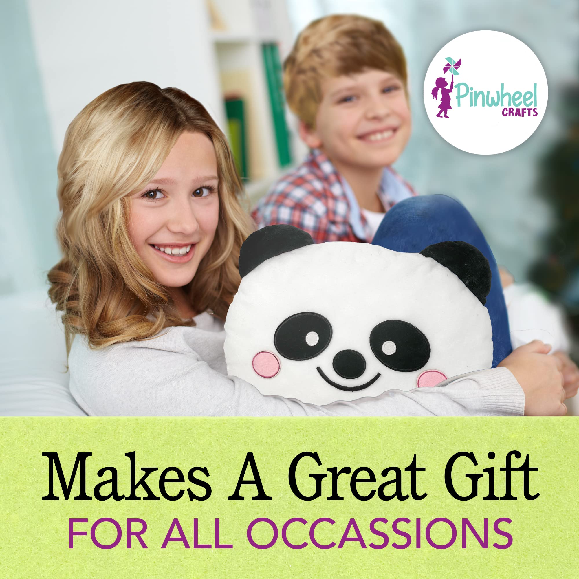 Pinwheel Crafts Beginner Sewing Kit for Kids 8-12 - Easy DIY Panda Pillow Kit - Learn to Sew - Kids Sewing Craft Gifts - Make Your Own Stuffed Animal Panda Plush Toy