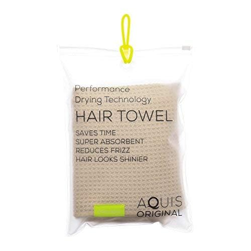 AQUIS Original Waffle Hair Towel, Ultra Absorbent & Fast Drying Microfiber Towel for Thick Hair, Linen