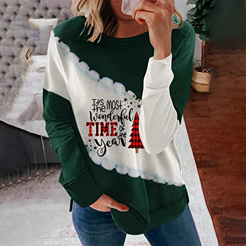 Blouses For Women Dressy Casual Trendy Hoodies Pullover Long Sleeve Festival Shirts Drop Shoulder Pullover Baseball T-Shirt Green