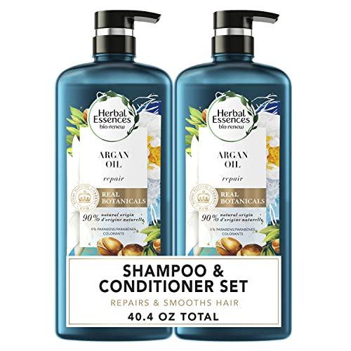 Herbal Essences Shampoo and Conditioner Set Repairing Argan Oil of Morocco with Natural Source Ingredients, Color Safe, BioRenew, 20.2 Fl Oz, 2 Count