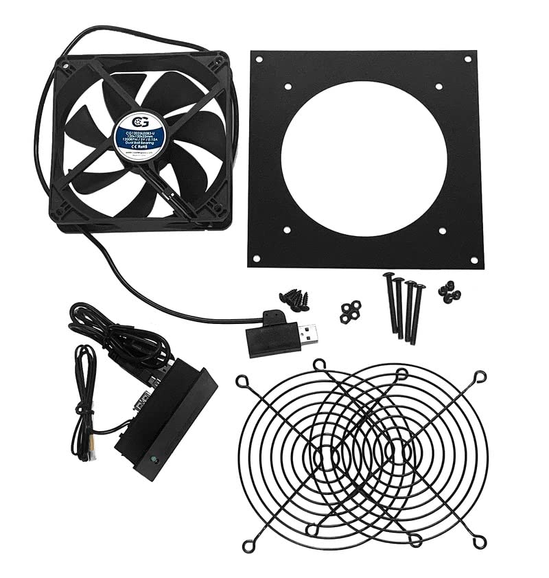Single 120mm USB Fan with Bracket and Preset Thermostat