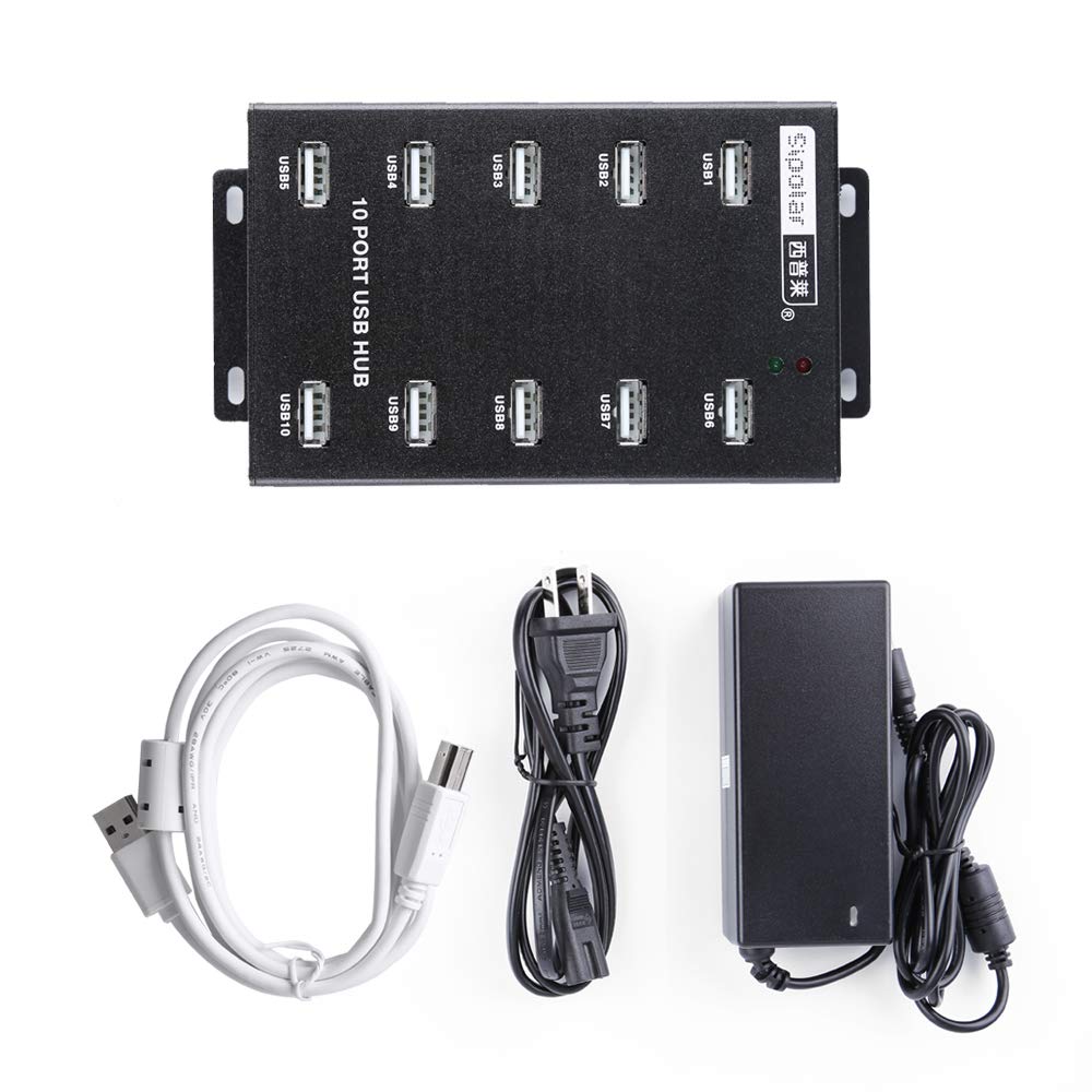 Sipolar-USB Hub- 10 Ports USB Data Hub-Industrial USB Powered Hub - USB 2.0 Hub for Mining, Bitcoin Miner