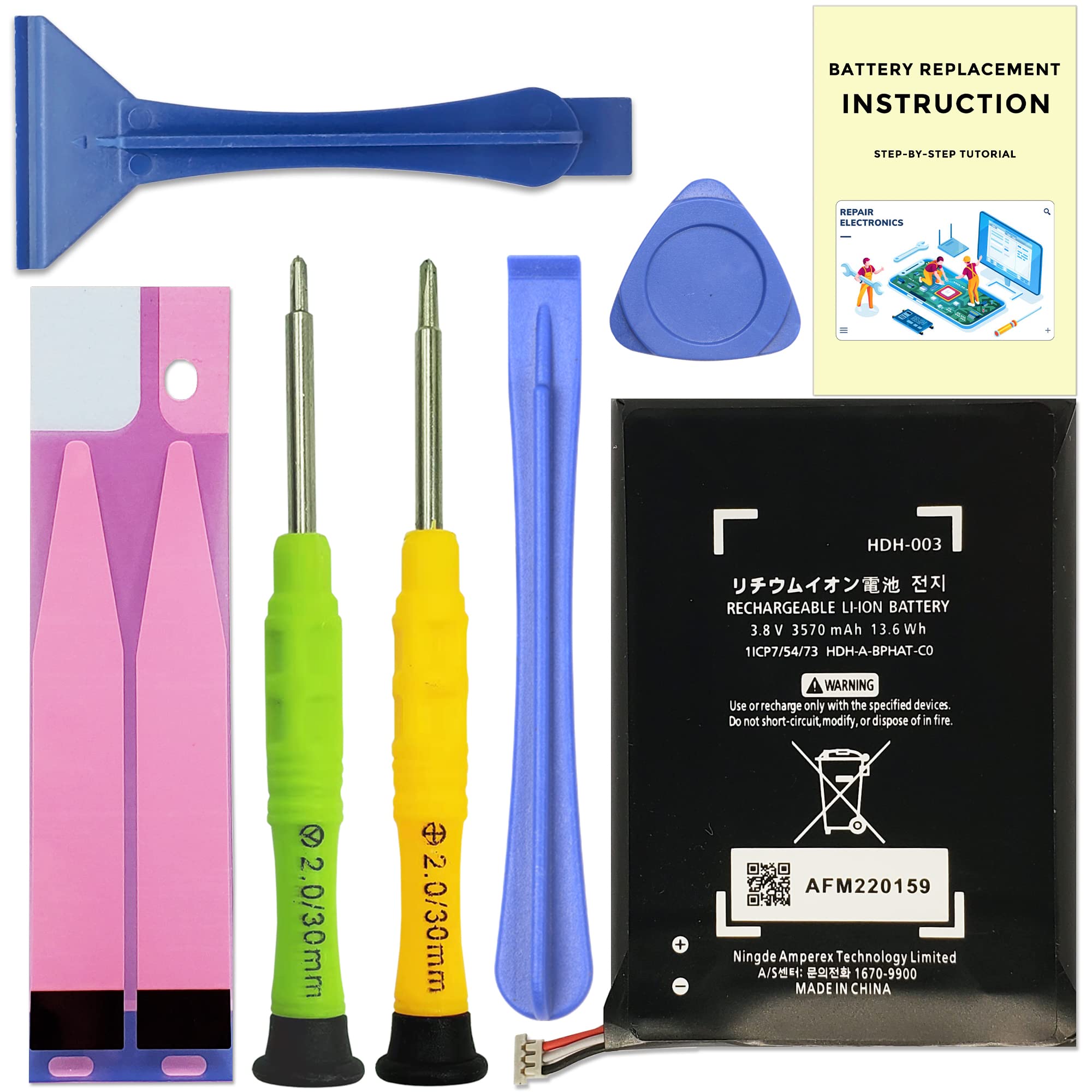 BATLABB Battery for Switch Lite (Not for Nintendo Switch) with Installation Instruction, HDH-003 Battery for Nintendo Switch Lite, with Repair Toolkit