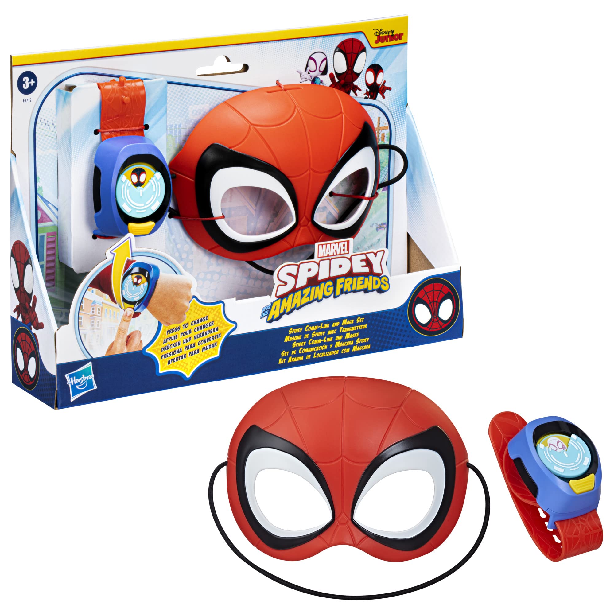Spidey and His Amazing Friends Spidey Comm-Link Wristband and Mask Set, Marvel Preschool Super Hero Toys, Kids Easter Gifts, Ages 3+