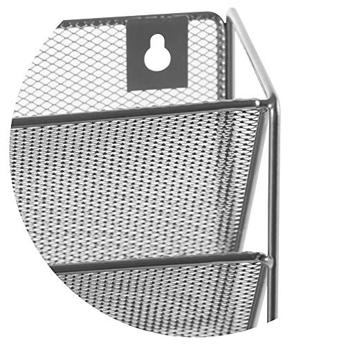 Easepres File Organizer Mesh 5-Tier Black Hanging File Organizer Vertical Holder Rack for Office Home, Silver