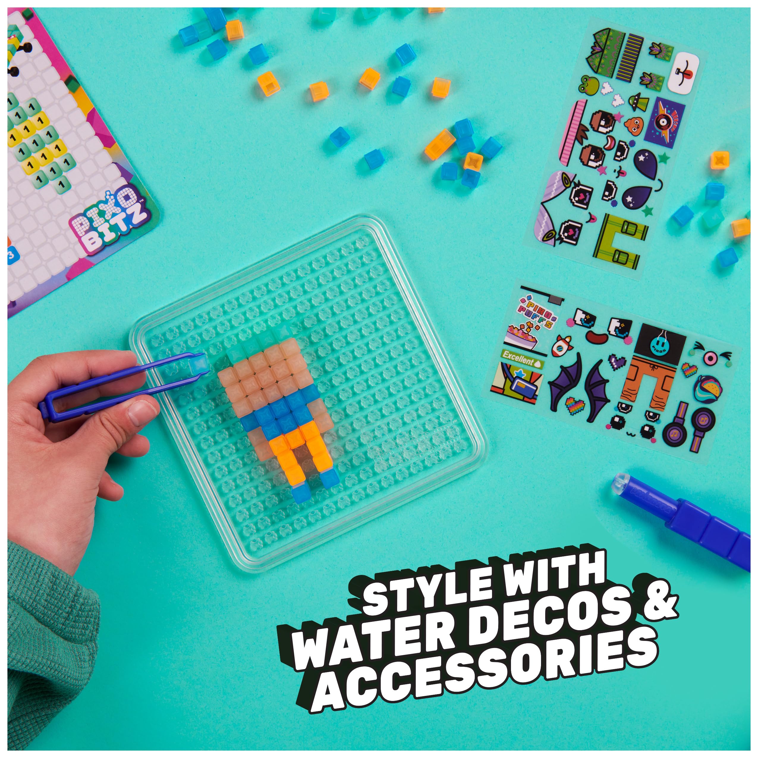 Pixobitz, Exclusive Neon Studio with 600 Water Fuse Beads, Decos and Accessories, Makes 3D Creations with No Heat, Arts and Crafts Kids Toys