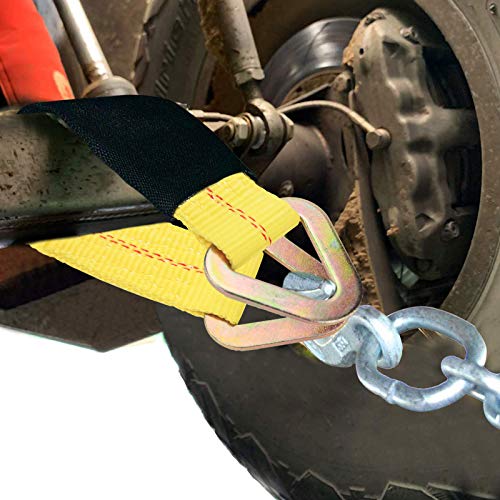 Robbor Axle Strap with D-Ring and Protective Sleeve 36 in. x 2 in Axle Tie Down Straps Offer 3333 Lb. Capacity (WLL) 10,000 Breaking Strength Heavy Duty Car Axle Tow Straps