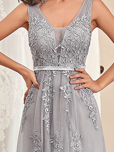 Ever-Pretty Women's Sleeveless Lace Wedding Guest Dress for Women Grey US10
