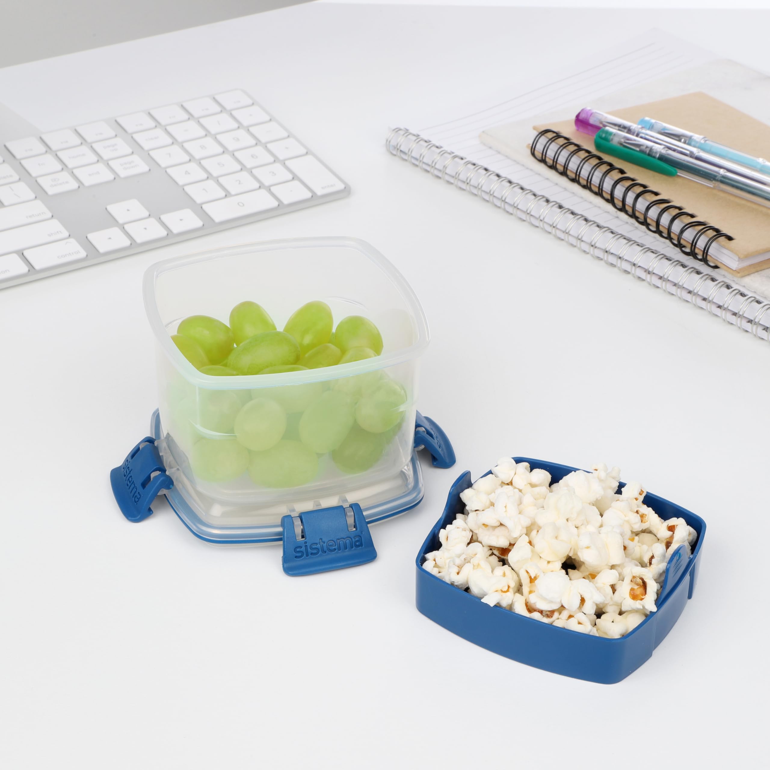 Sistema To Go Collection, 13.5 oz./0.4 L, Portable Snack Container with Separate Compartments, Flexible Seal & Easy-Lock Clips, BPA & Phthalate Free, Color May Vary
