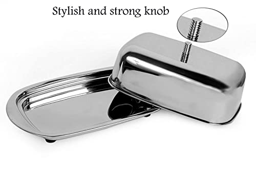 King International Stainless Steel Large Butter Dish, Butter Box with Lid, Butter Container,6.20 Inch Half Kg Butter Box, Fridge Storage Container for White Butter