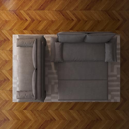 Eafurn 3 in 1 Multi-Functional Sleeper Sofa Bed Queen Size,Convertible Pull Out Loveseat Couch with Soft Pillow Armrest and Detachable Backrest,3 Seater Love Seat Lounge Sofa&Couches for Living Room