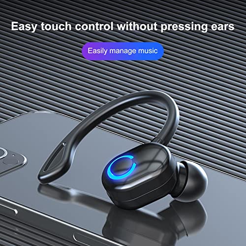 Headphones Wireless Bluetooth 5.2 Noise Cancelling with Microphone Right Single Ear Earbuds Stereo Sound Headset with Ear Hook for Driving Business Office Work Sports, Black