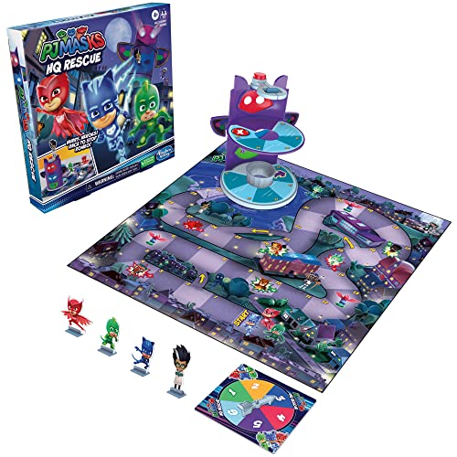 PJ Masks Hasbro Gaming HQ Rescue Kids Board Game, Preschool Games, Race to Stop Romeo, Includes 3D Plastic Tower, Kids Games Ages 4 and Up