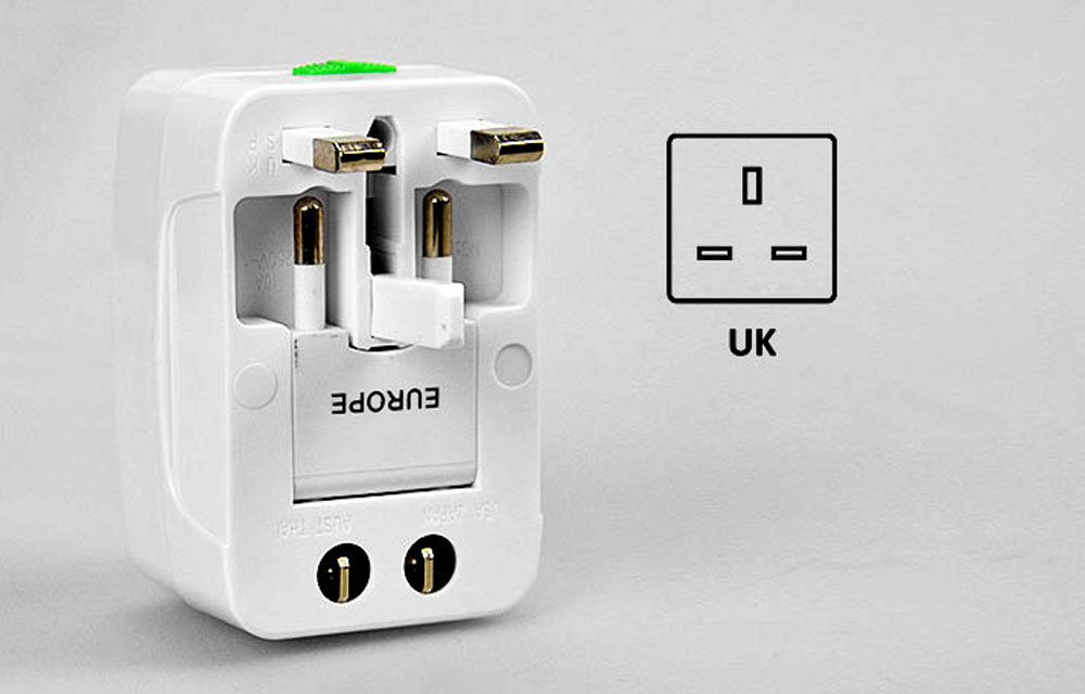 T POWER - Universal World Wide Travel Plug Adapter - White Electronics Worldwide AC Outlet Plugs Adapters for Europe, UK, US, AU, Asia-Blue