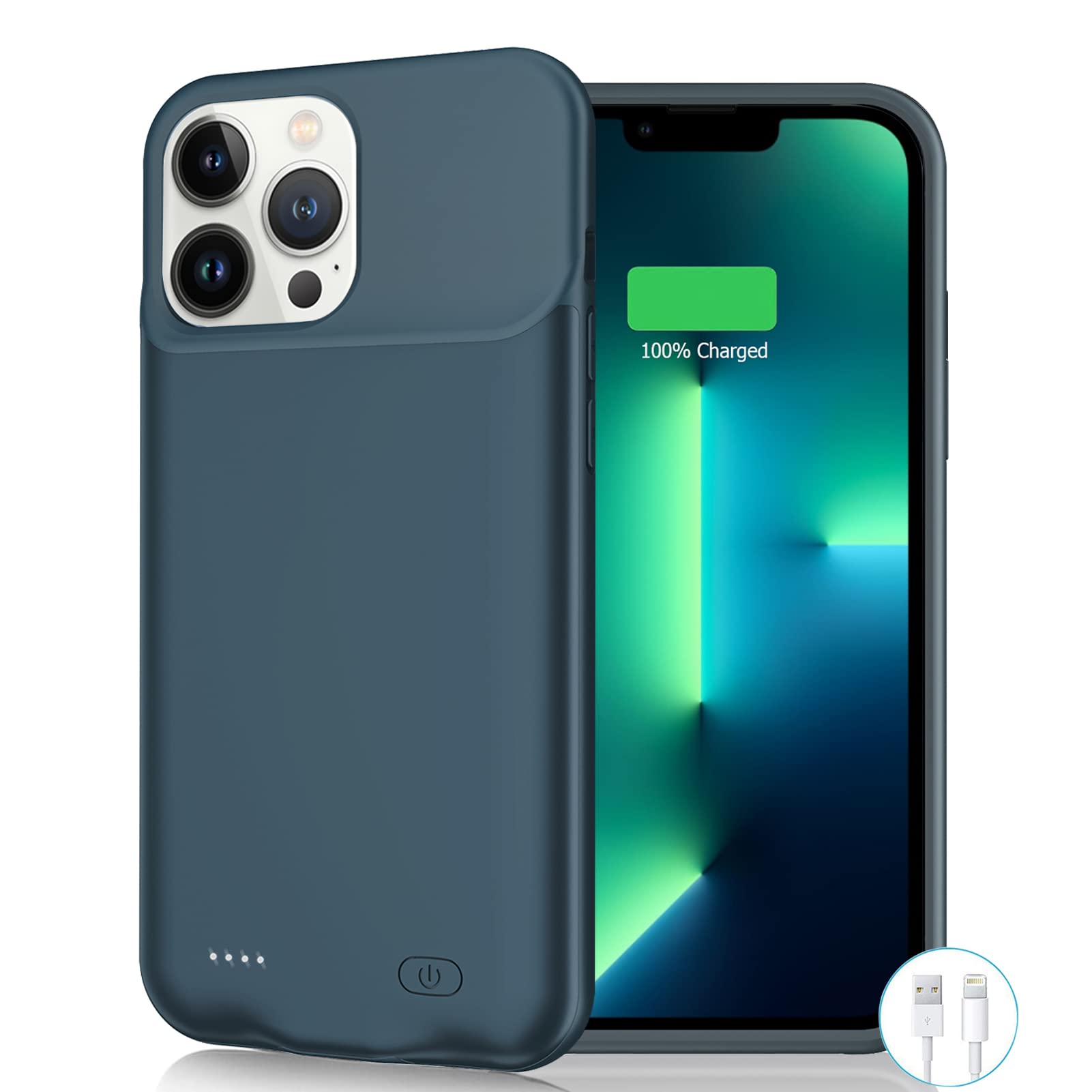 Battery Case for iPhone 13 Pro, 7000mAh Slim Portable Rechargeable Battery Pack Charging Case Compatible with iPhone 13 Pro (6.1 inch) Extended Battery Charger Case (Navy Blue)