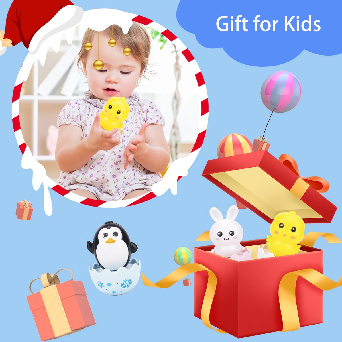 Lukax Easter Egg Toys - Bunny Chick Easter Basket Stuffer, Plastic Easter Toys with Rattles, Easter Egg Basket Toys Gift for Toddler Boy Girl