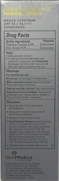 SkinMedica Essential Defense Mineral Shield SPF 35 Sunscreen for Face. This Lightweight, Facial Sunscreen is Ideal for Oily and/or Combination Skin, 1.85 Oz
