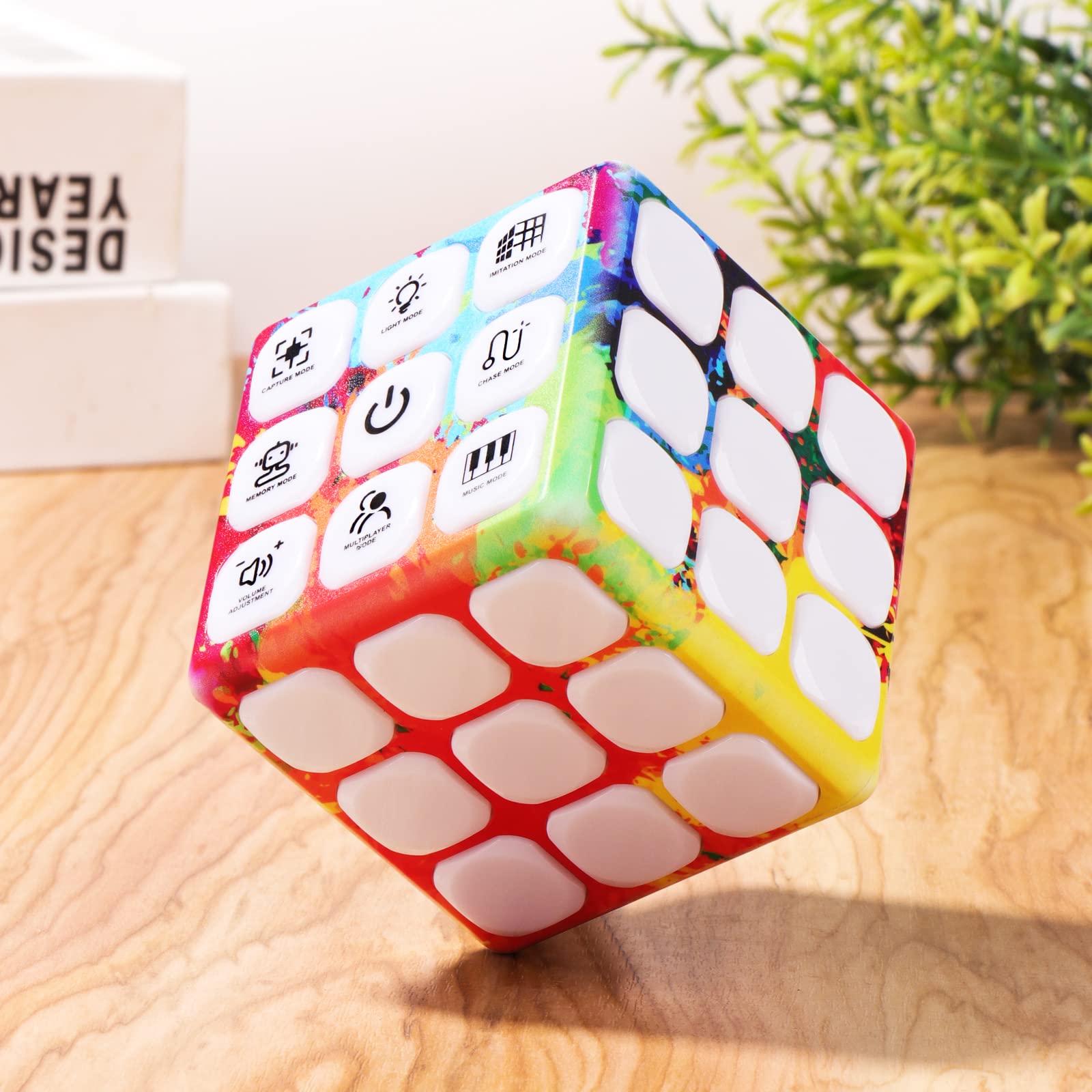 Boxgear LED Handheld Flashing Puzzle Cube for Adults and Children – Sensory Cube with 5 Brain Games