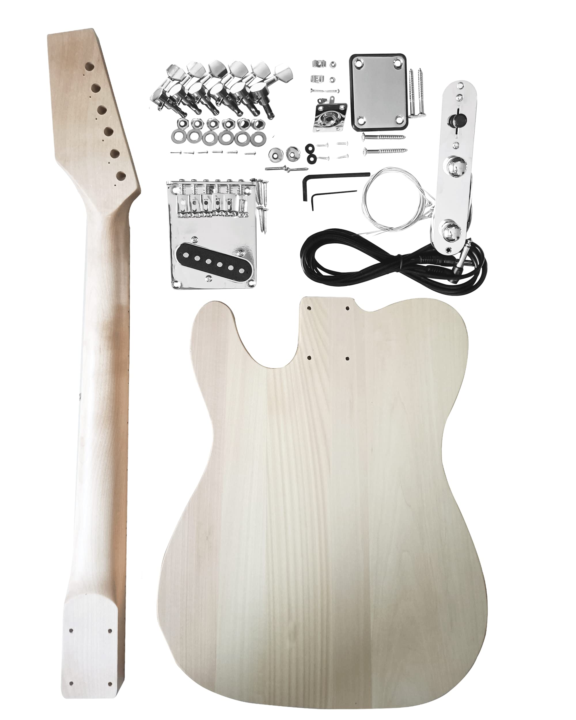 HENGYEE DIY Electric Guitar Kits 6 String Right Handed with Basswood Body maple neck & Rosewood fingerboard Chrome Hardware Build Your Own Guitar