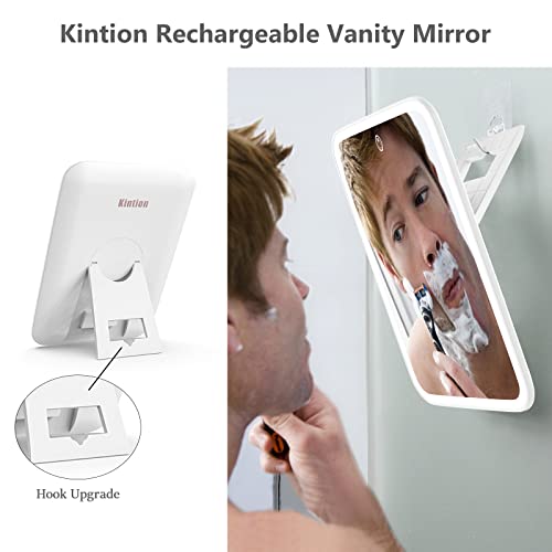 Kintion Lighted Makeup Mirror, Portable USB Rechargeable Vanity Mirror with Lights, 360° Swivel Placement, Touch Screen Brightness Adjustable