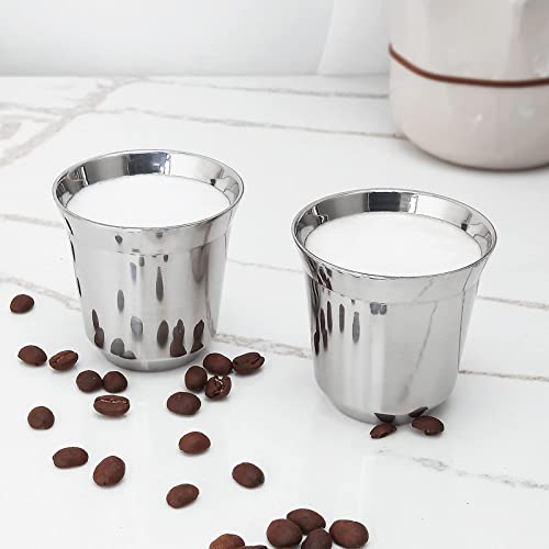 Easyworkz Diego Stovetop Espresso Maker, Bundled With Stainless Steel Espresso Cup 2pcs Set Double Wall Insulated Metal Demitasse Cups