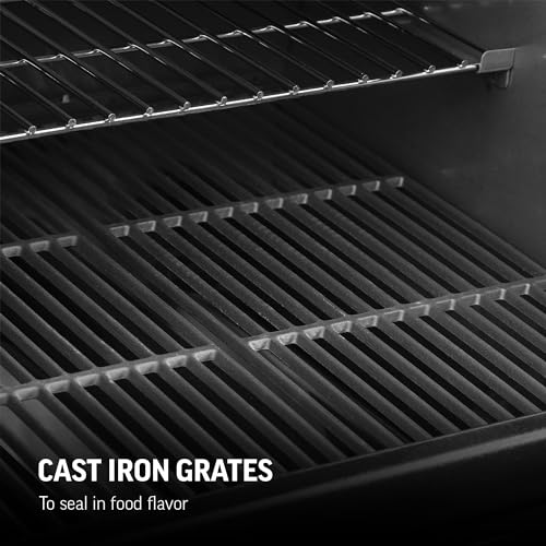 Char-Griller 3070 Texas Trio 3-Burner Dual Fuel Grill with Smoker in Black