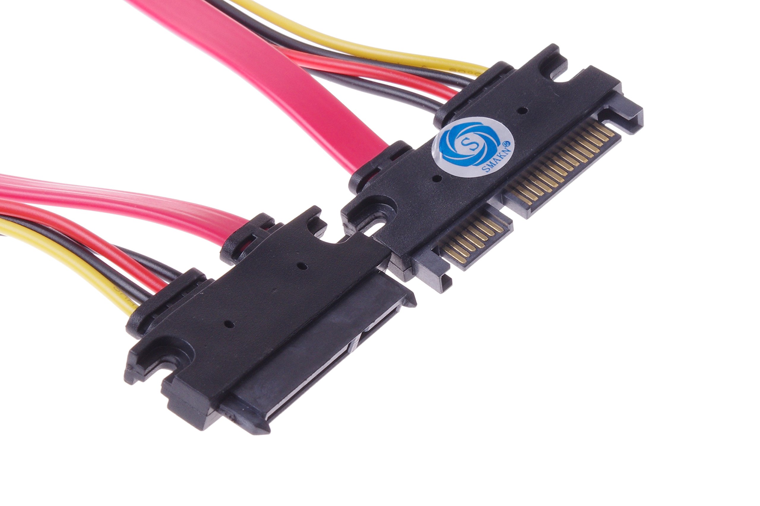 SMAKN(TM) 22-pin (7+15) Sata Male to Female Data and Power Combo Extension Cable - Slimline Sata Extension Cable M/f - 20inch (50cm)