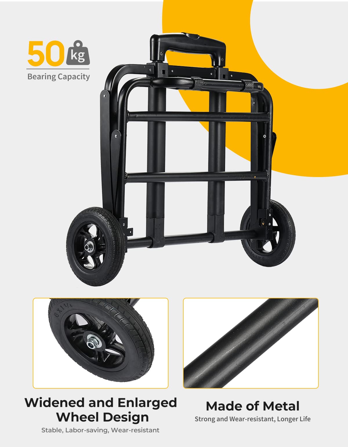 BougeRV Folding Hand Truck for Power Station,with Casters Foldable Lightweight Silent Compact Load-Resistant Trolley Car for Travel, Camping, Moving