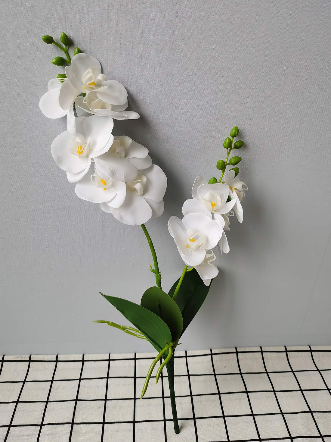 Suandsu 1 Bouquet Artificial Phalaenopsis Fake Butterfly Orchid Home Hotel Office Garden Craft Art Decor 19'' High White