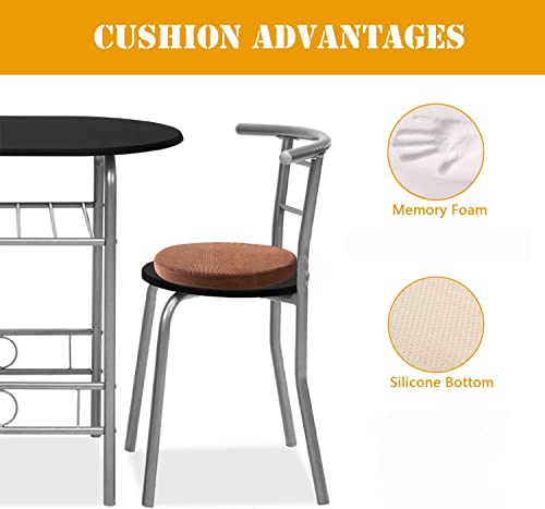 Big Hippo Memory Foam Chair Pads Round Chair Cushions Non Slip Seat Cushion for Dning Room Kitchen Bar Stool, Brown 16"