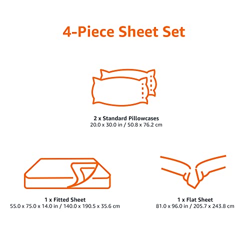 Amazon Basics Deluxe Microfiber 4-Piece Sheet Set, Full, Spa Blue Striped