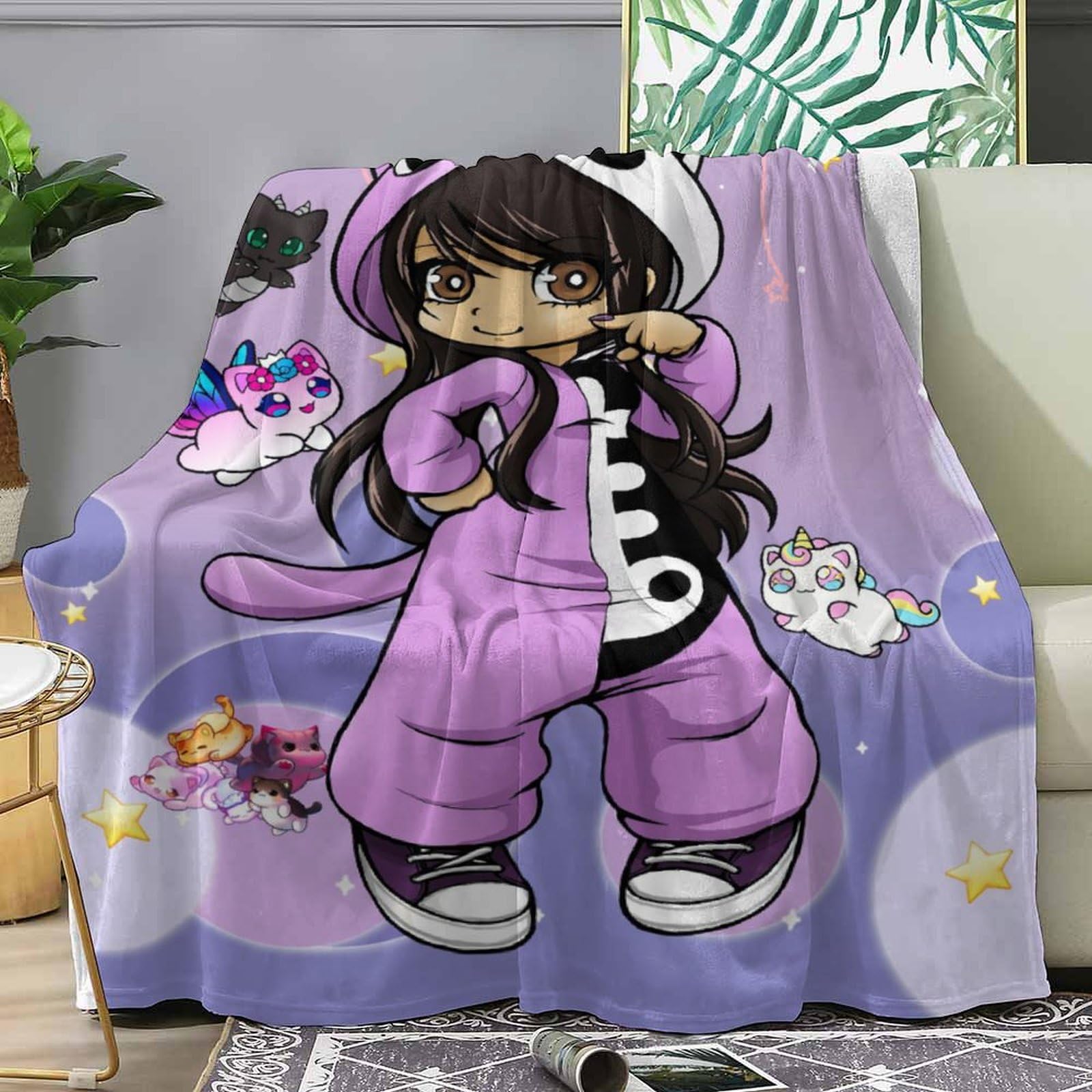 Cute Cartoon Flannel Lightweight Throw Blanket Gifts for Girls Super Soft Warm Cozy Blankets Decor Bedding Room, Couch, Sofa 60"x50"