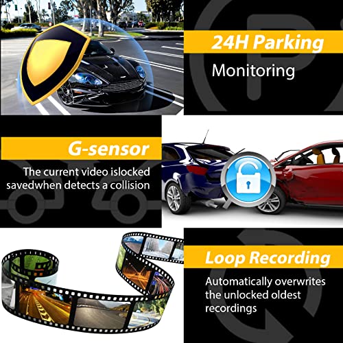 Dash Cam Front and Rear with WiFi, 1080P FHD Dash Camera for Cars, Dual Dashcam with 3 Inch Display, Super Night Vision, 170° Wide Angle, G-Sensor, Loop Recording, Parking Monitor, Support 128GB Max