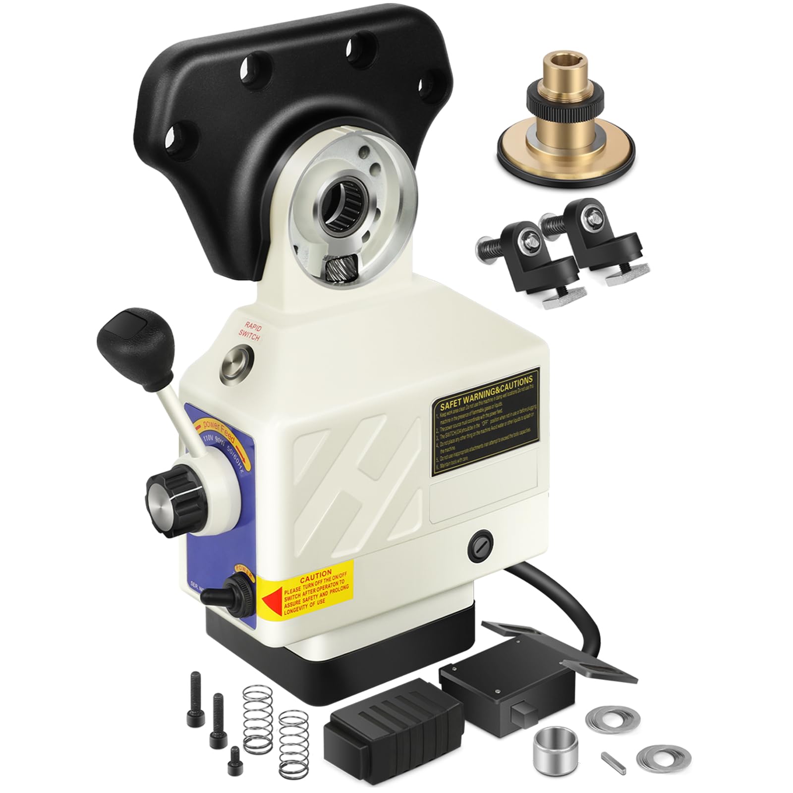 FAHKNS X-Axis Power Feed for Milling Machine 450 in-lb Torque 0-200RPM Table Milling Machine Power Feeder 110V for Bridgeport and Similar Knee Type Milling Machines(5/8" Diameter Shaft)